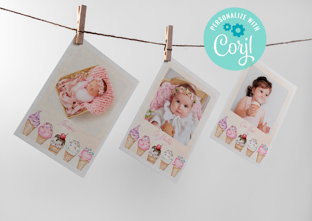 Ice Cream Photo Banner, Baby Photo Banner, Sweet One, Baby's 1st Year ...