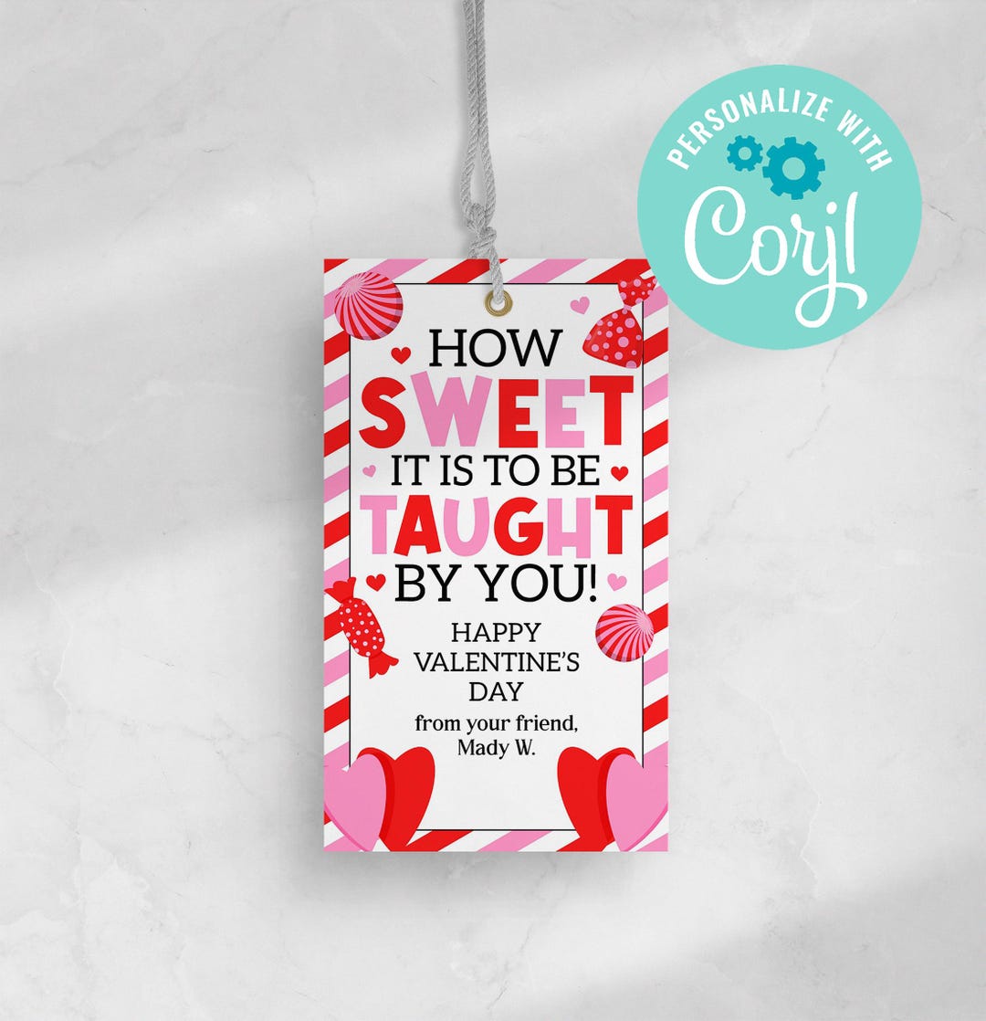 How Sweet It is to Be Taught by You Valentine's Day Card, Sweet Teacher ...