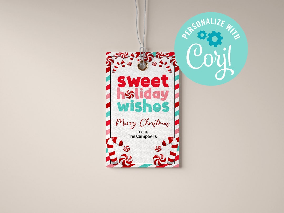 Sweet Holiday Wishes Gift Tag Christmas Treats Favor Bag Tag Christmas ...