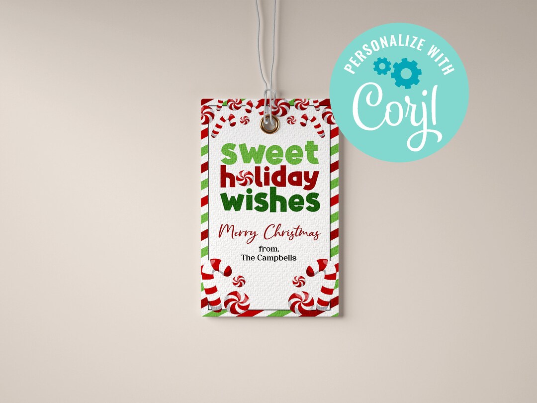 Editable Christmas Gift Tag, Candy Cane Design (instant Download) - Etsy UK