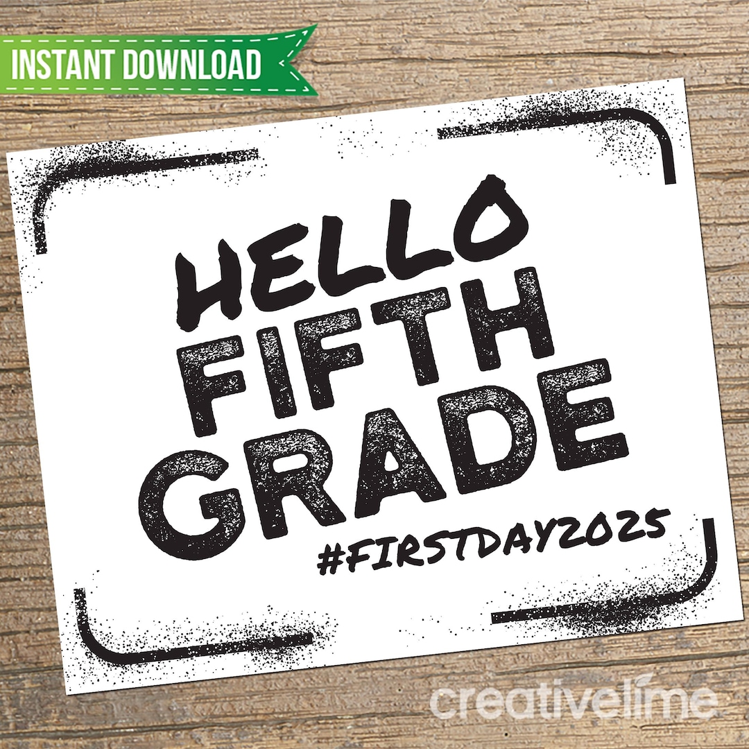 First Day of 5th Grade Sign – Chalkboard Printable (PDF) - Etsy