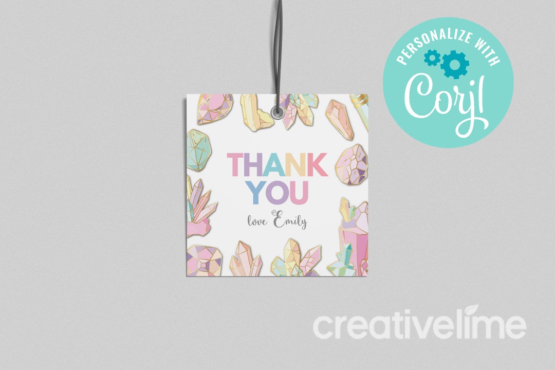 Crystal Geodes Favor Tag: Editable Birthday Party Thank You (instant ...
