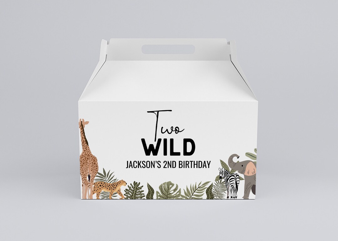 Two Wild Favor Box Label: Editable Safari Birthday (instant Download ...
