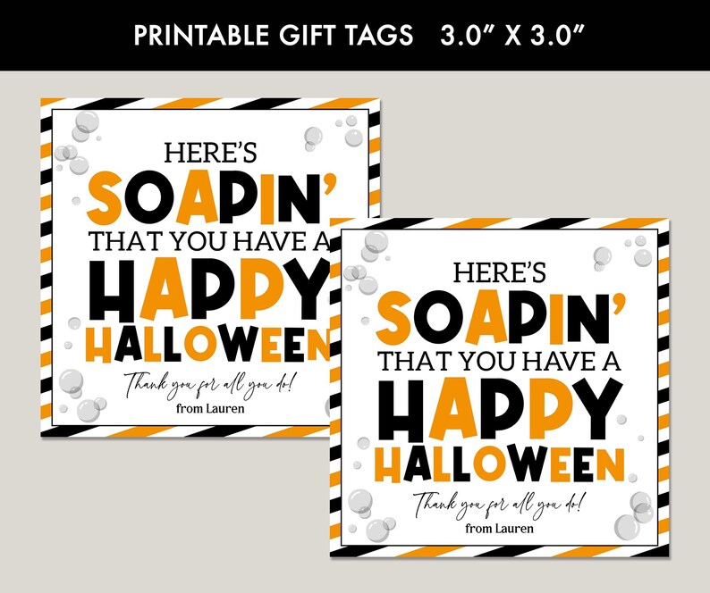 Editable Halloween Soap Gift Tag: Teacher Holiday Idea (digital ...