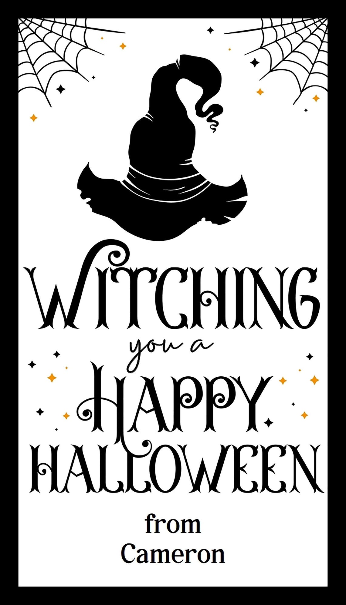 Personalized Happy Halloween Gift Tag, Witch Party Favor (editable ...