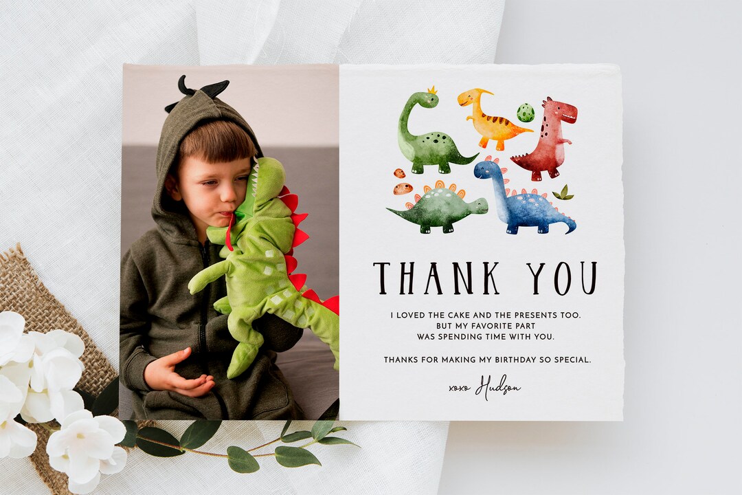 Dinosaur Birthday Thank You Card, Dinosaur Birthday Thank You Boy ...