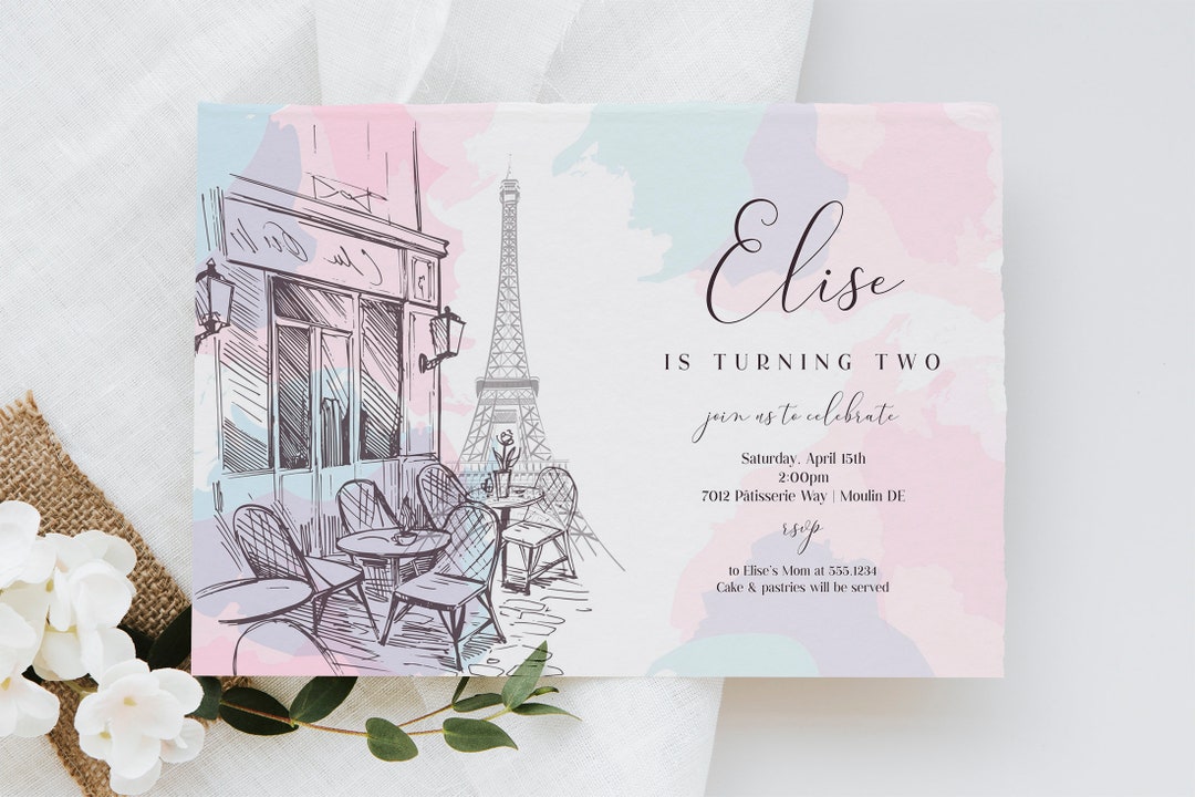 Paris Birthday Invitation: French Cafe Party (EDITABLE INSTANT DOWNLOAD ...