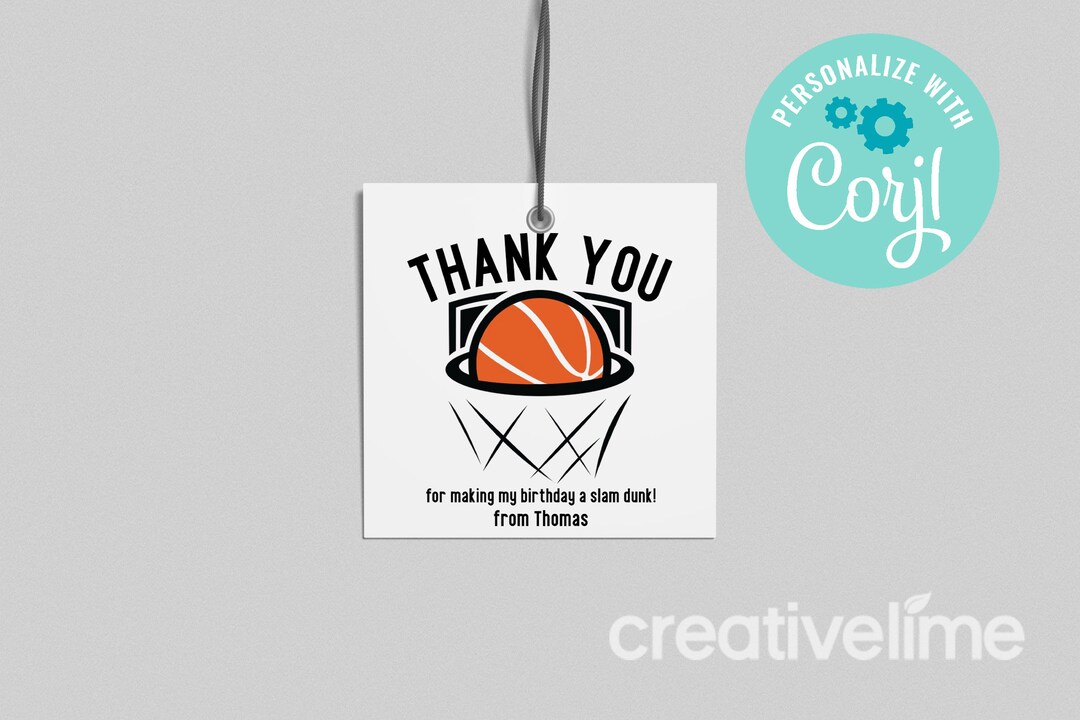 EDITABLE, INSTANT DOWNLOAD Basketball Birthday Basketball Thank You ...