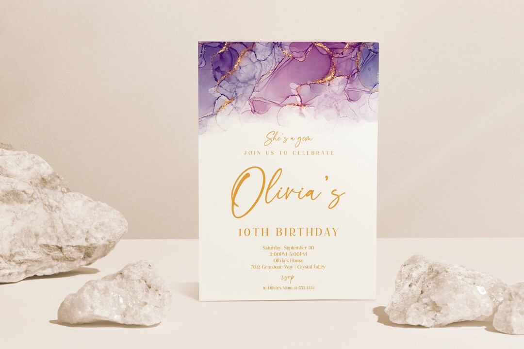 Crystals Geode Birthday Invitation, Crystals Invite, Geology Invitation ...