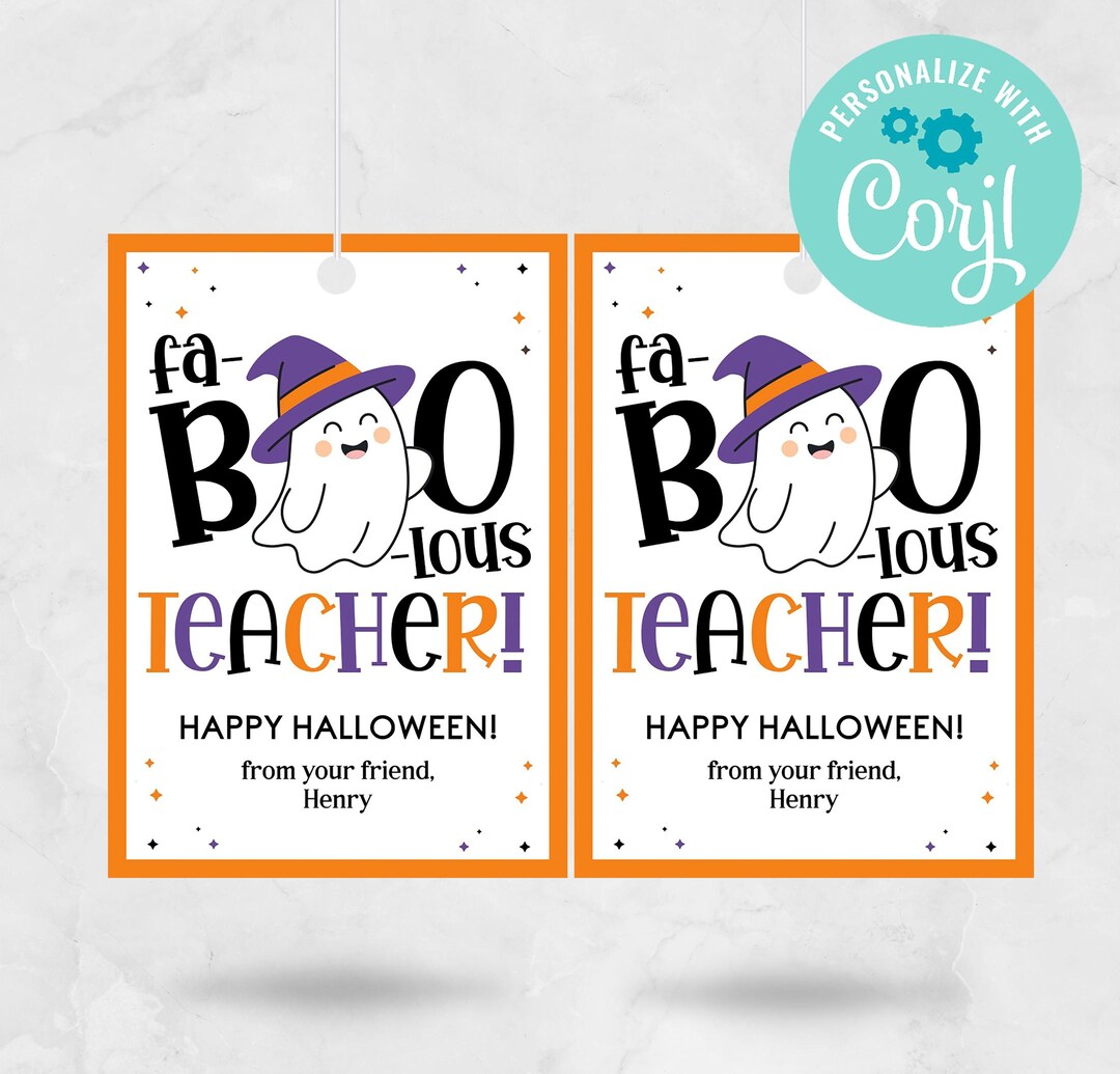 EDITABLE INSTANT DOWNLOAD Printable Teacher Halloween Gift Tags ...