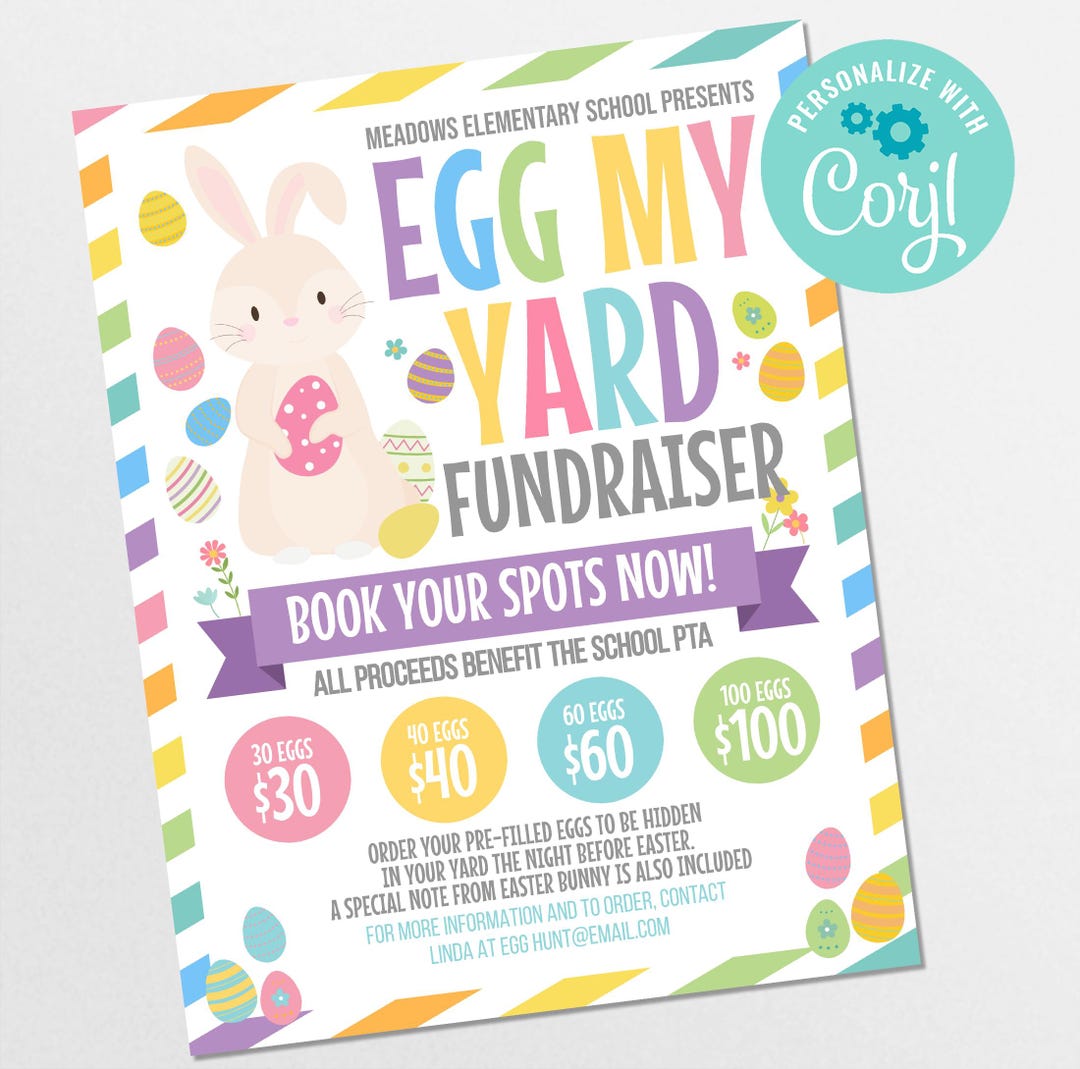 Egg My Yard Fundraiser Flyer | Easter Egg Hunt, School PTA (instant ...