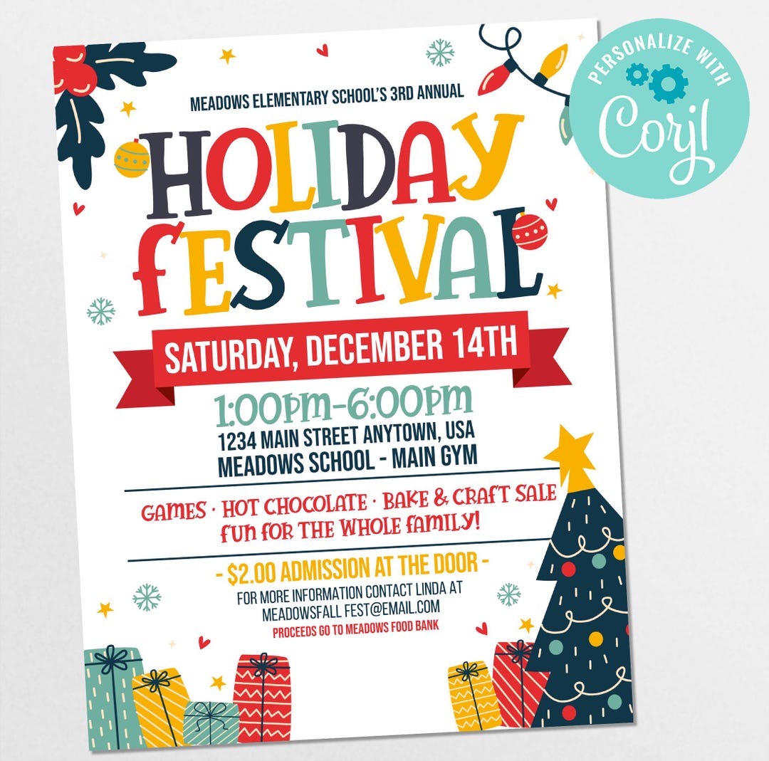Editable Christmas Festival Flyer: Holiday Event Template (corjl ...