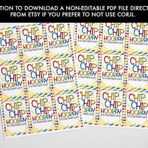 First Day of School Gift Tag, Chip Chip Hooray, Back to School Tag ...