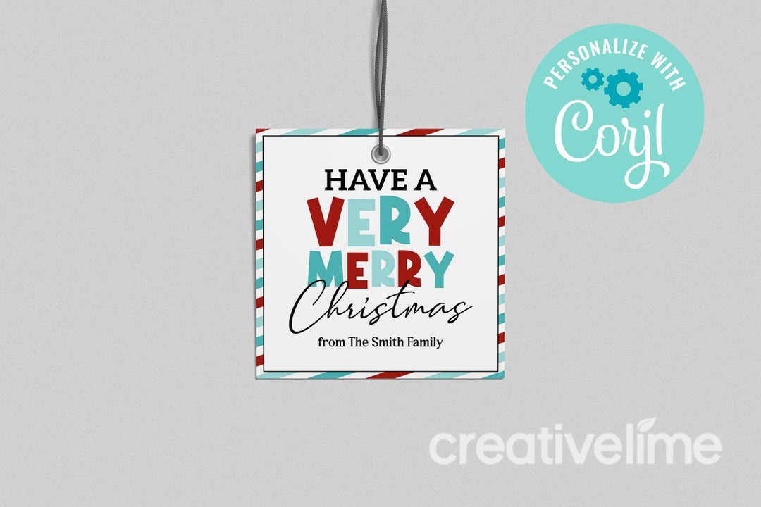 Have a Very Merry Christmas Gift Tag, Xmas Treat Party Favor Tag ...