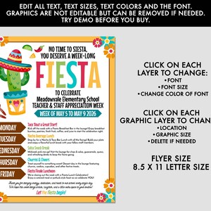 Fiesta Teacher Appreciation Week Flyer Template | Editable Staff Lounge ...