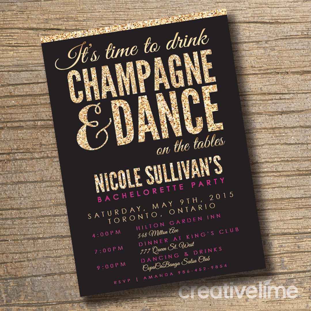 Bachelorette Party Invite Stagette Party Invite Glitter - Etsy