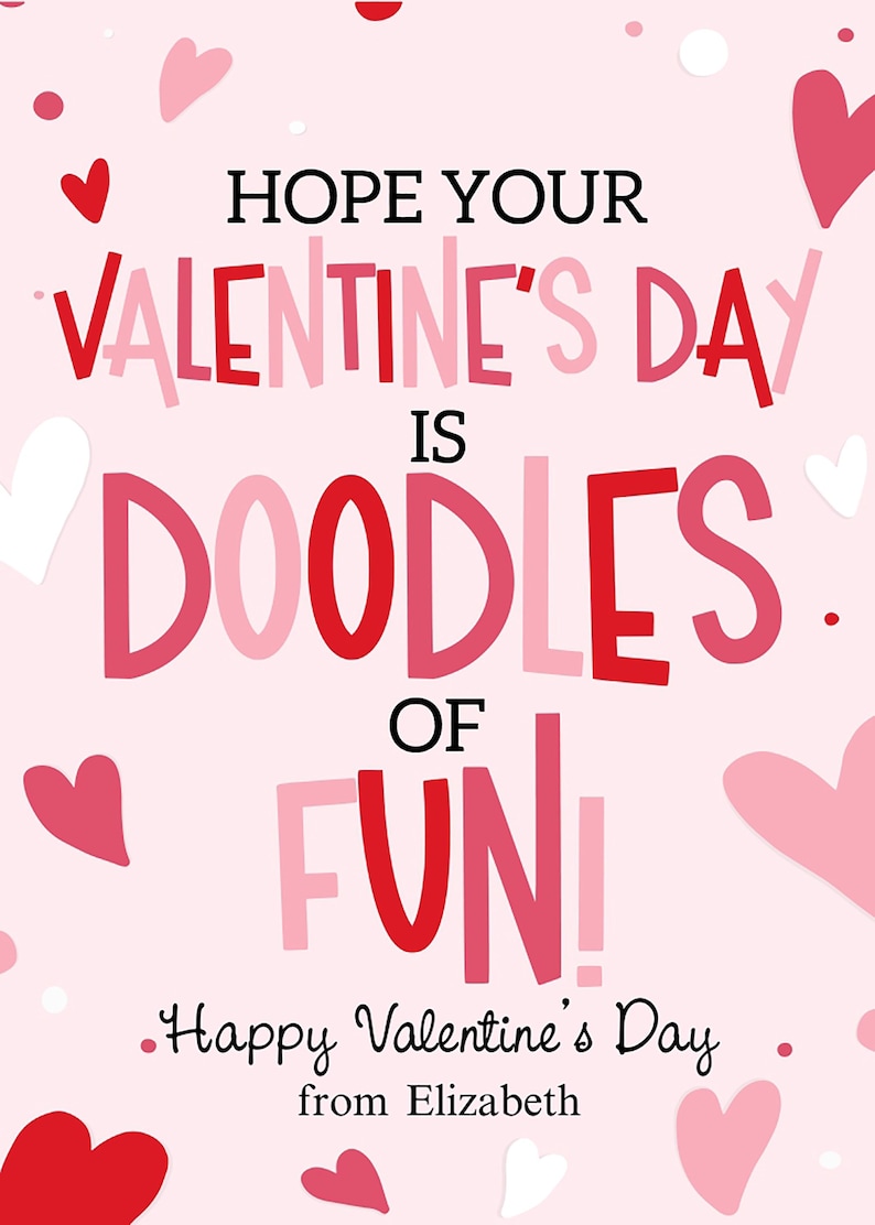Doodles of Fun Valentine's Day Gift Tag, Editable Treat Bag Label ...