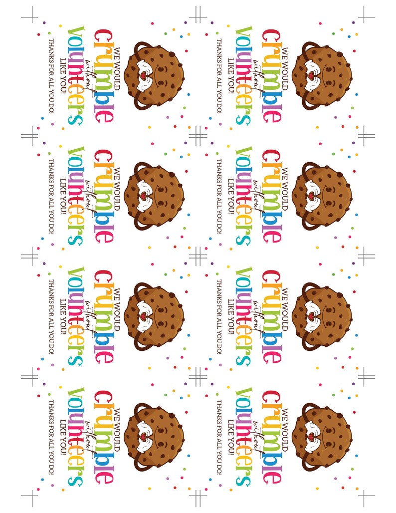 Editable Volunteer Appreciation Gift Tag: Cookie Thank You (instant ...