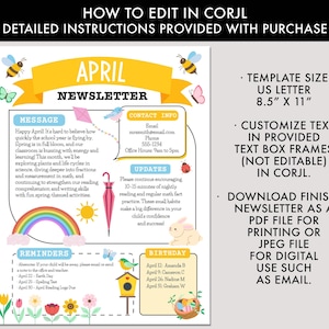 Editable April Classroom Newsletter Template (corjl) - Etsy