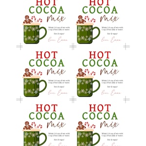 EDITABLE, INSTANT DOWNLOAD Holiday Hot Cocoa Printable Gift Tag ...