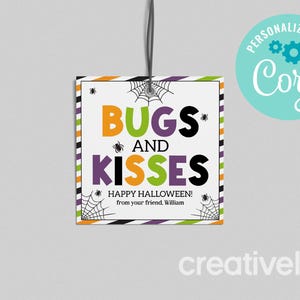 Bugs & Kisses Happy Halloween Gift Tag, Trick or Treating Bag Tag ...