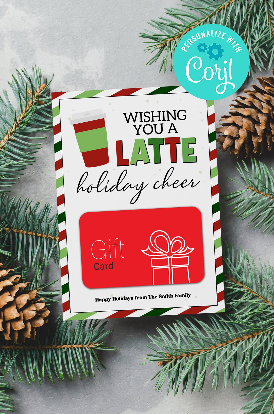 Editable Christmas Coffee Gift Card Holder (instant Download) - Etsy