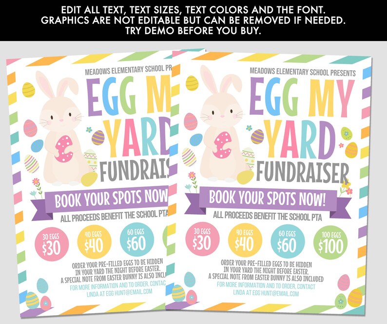 Egg My Yard Fundraiser Flyer | Easter Egg Hunt, School PTA (instant ...