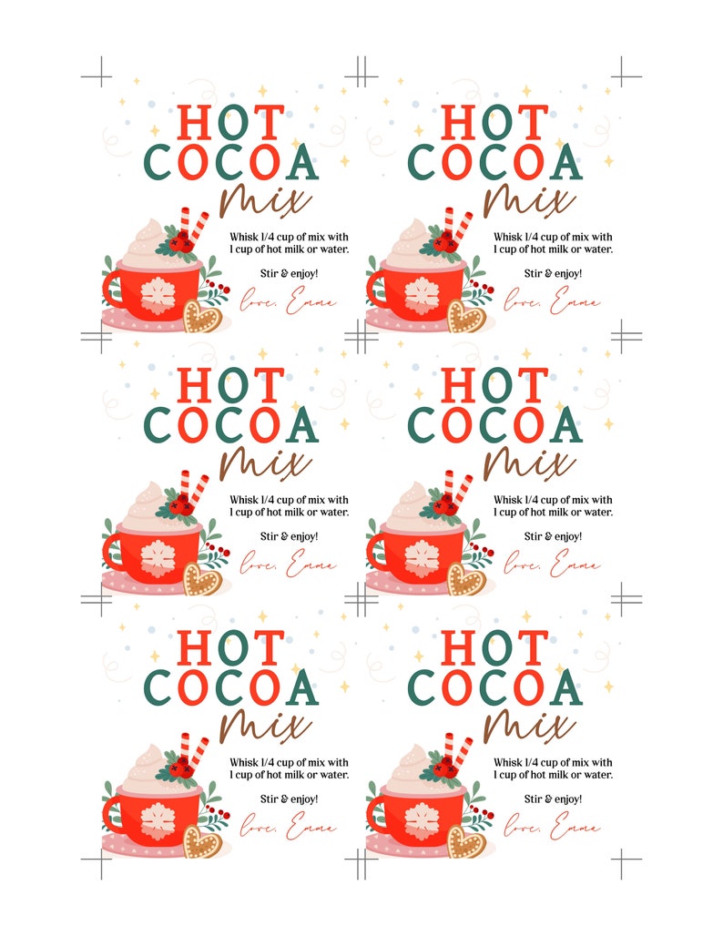 Editable Holiday Hot Cocoa Gift Tag: Printable Christmas Mix ...