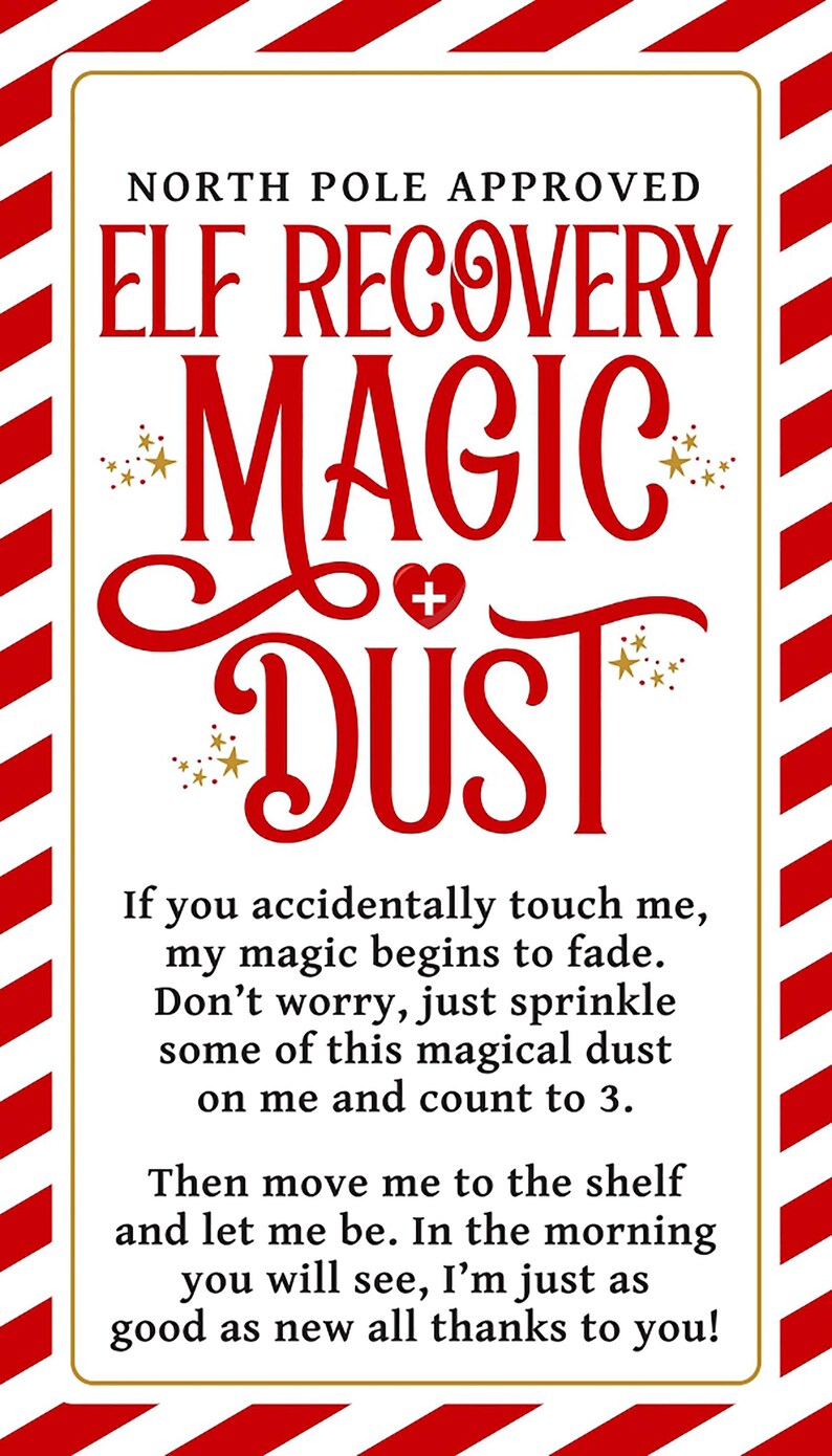 Elf Magic Dust Tag: Christmas Elf Recovery (printable Digital Download ...