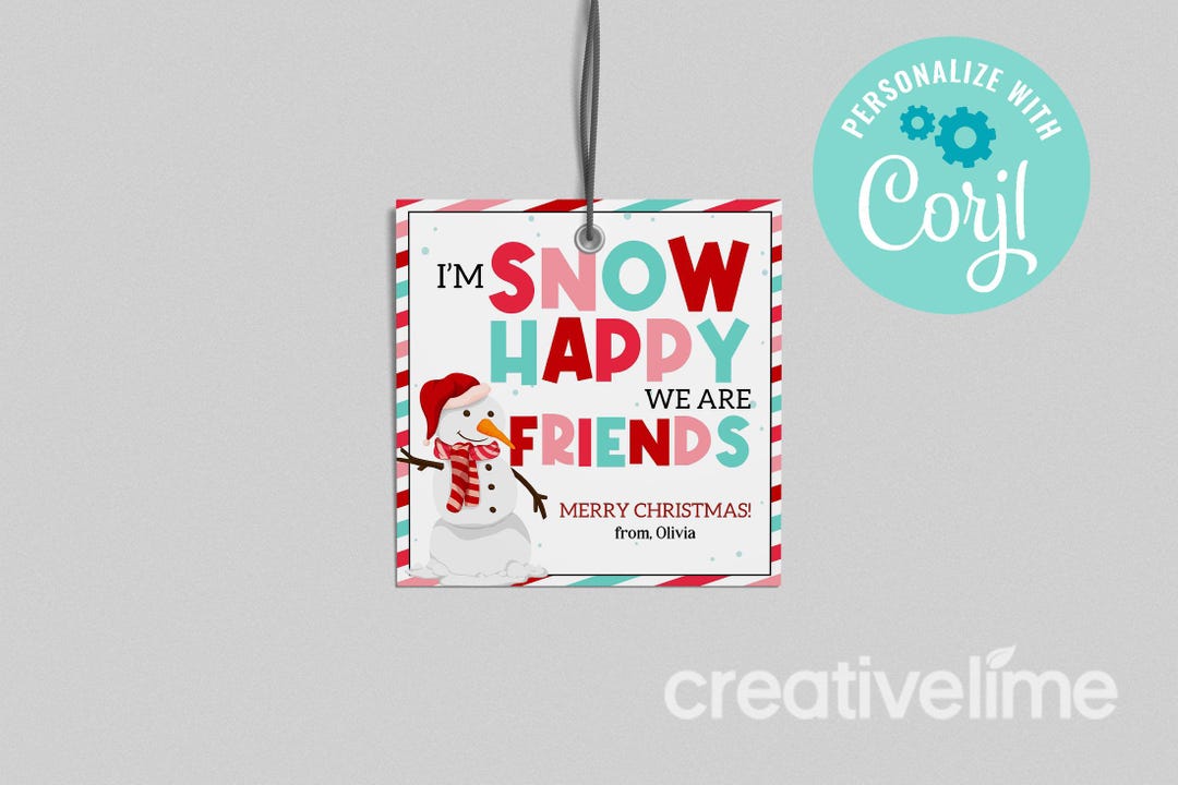 Editable Snowman Christmas Gift Tag, Winter Holiday Favor (instant ...