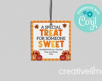 Editable Fall Gift Tag Printable A Little Treat for Someone Sweet ...