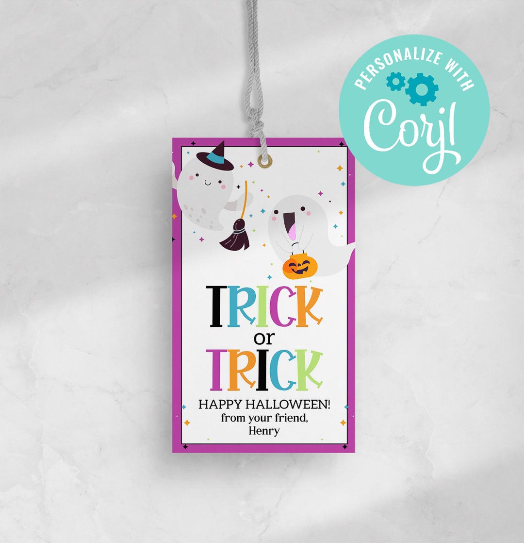 Editable Ghost Halloween Gift Tag, Trick or Treat Bag Tag (instant ...