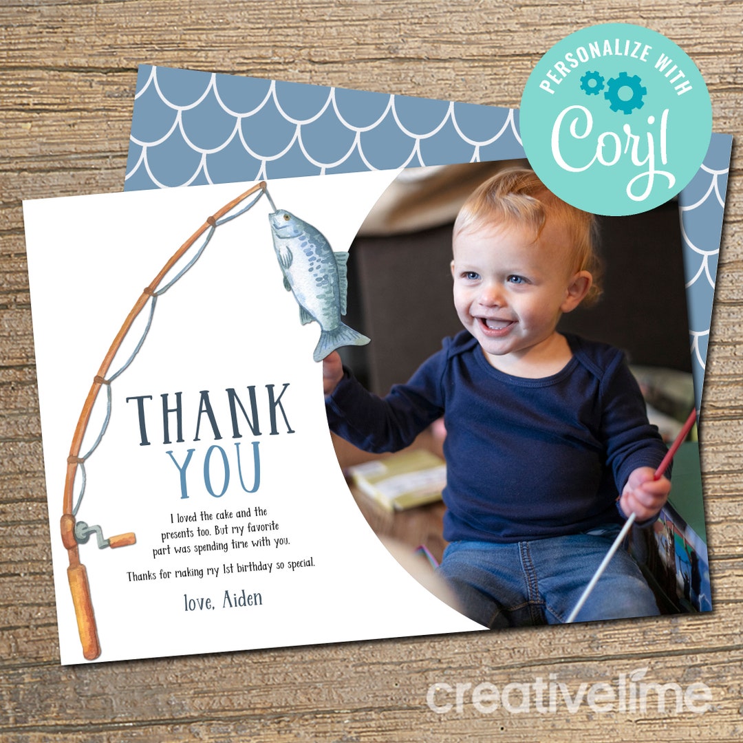 Fishing Birthday Thank You Card, Fishing Party Thanks, O Fish Ally ...