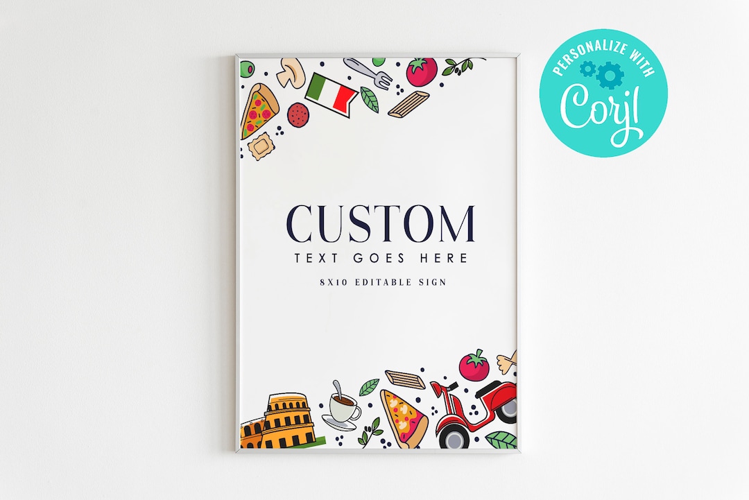 Italian Party Sign, Themed Birthday Party Italy Theme Vespa Italian ...