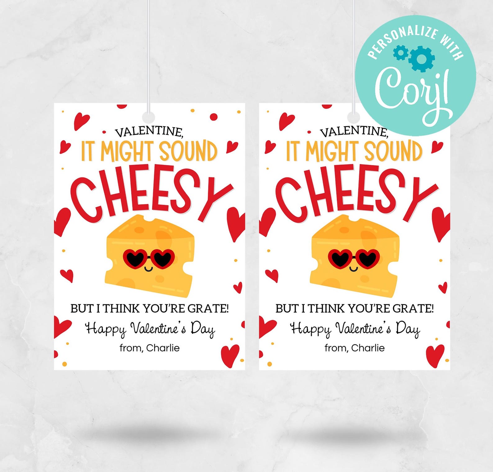 Editable Cheesy Valentine's Day Gift Tag, Cheese Valentine Tag, It ...
