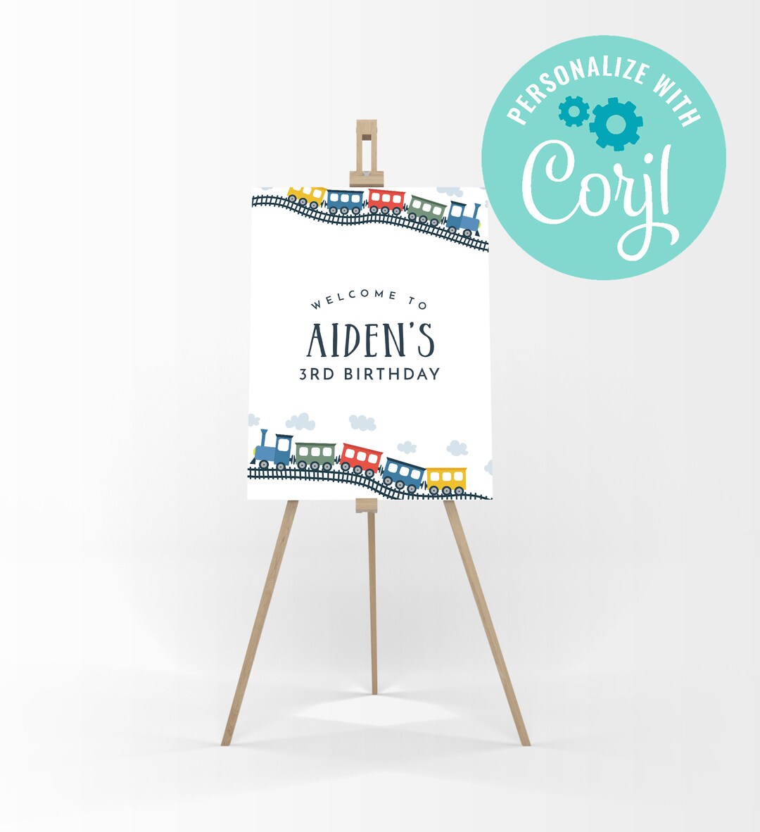 EDITABLE, INSTANT DOWNLOAD Modern Train Party Signs, Train Birthday ...