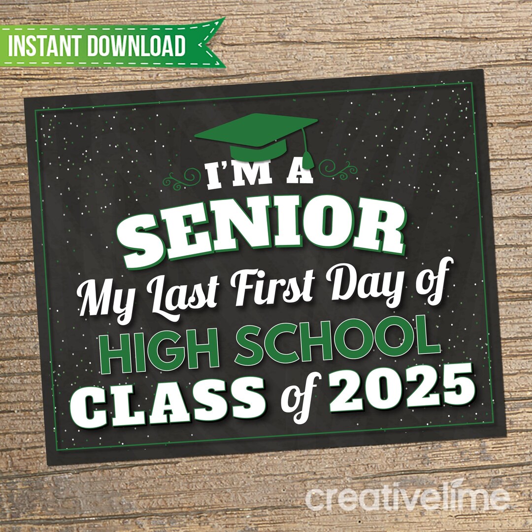 First Day of Senior Year Grade 12 Sign 1st Day of High School First Day ...