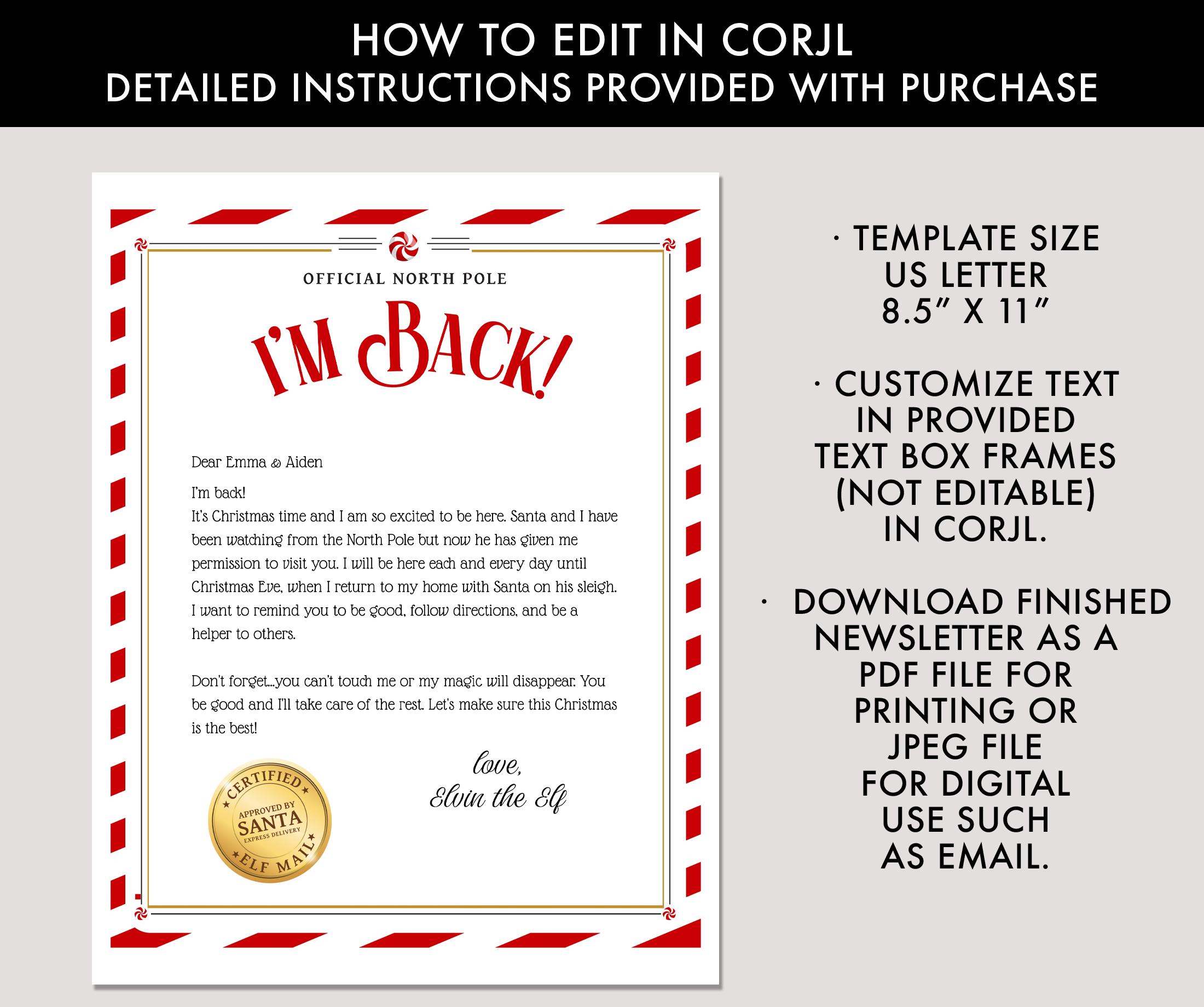 Editable Elf I'm Back Letter | Christmas Elf Return Note Template ...