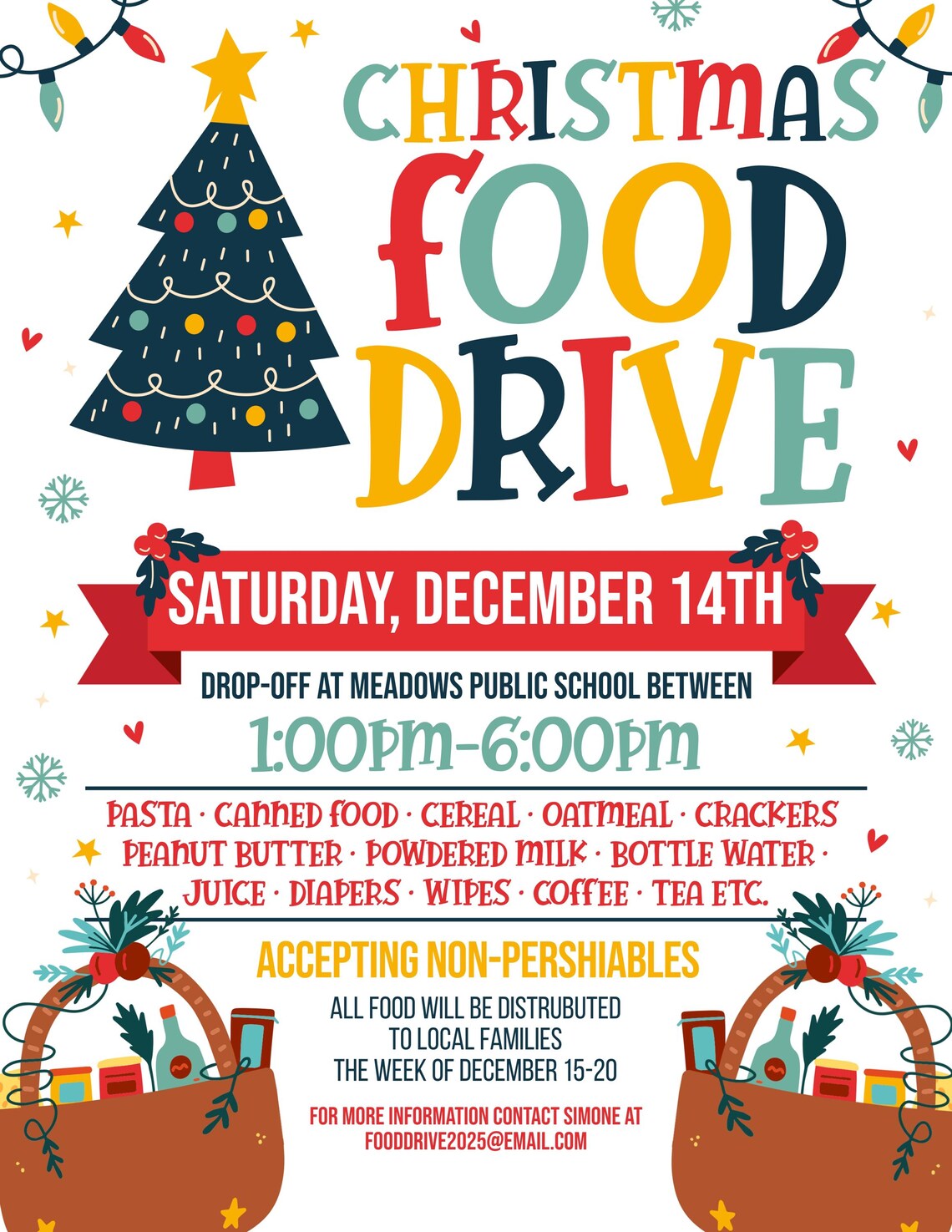 Editable Christmas Food Drive Flyer, Holiday Template (instant Download ...