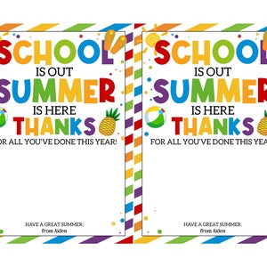 EDITABLE INSTANT DOWNLOAD Summer Teacher Gift Card Holder, End of Year ...