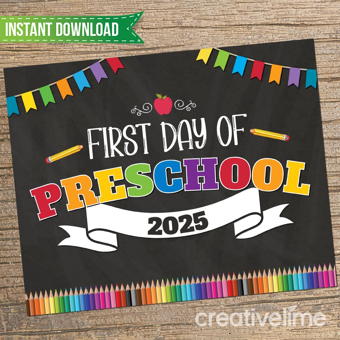 First Day of Preschool Sign Instant Download First Day of Preschool ...