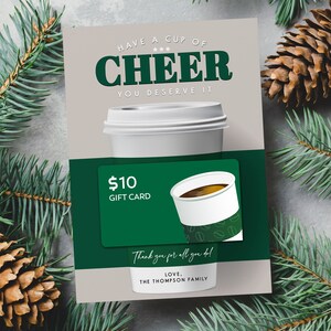 EDITABLE, INSTANT DOWNLOAD Printable Christmas Coffee Gift Card Holder ...