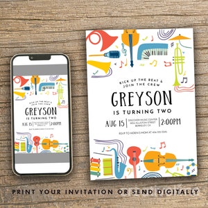 Music Birthday Invitation, Music Party Sing and Dance, Musical ...
