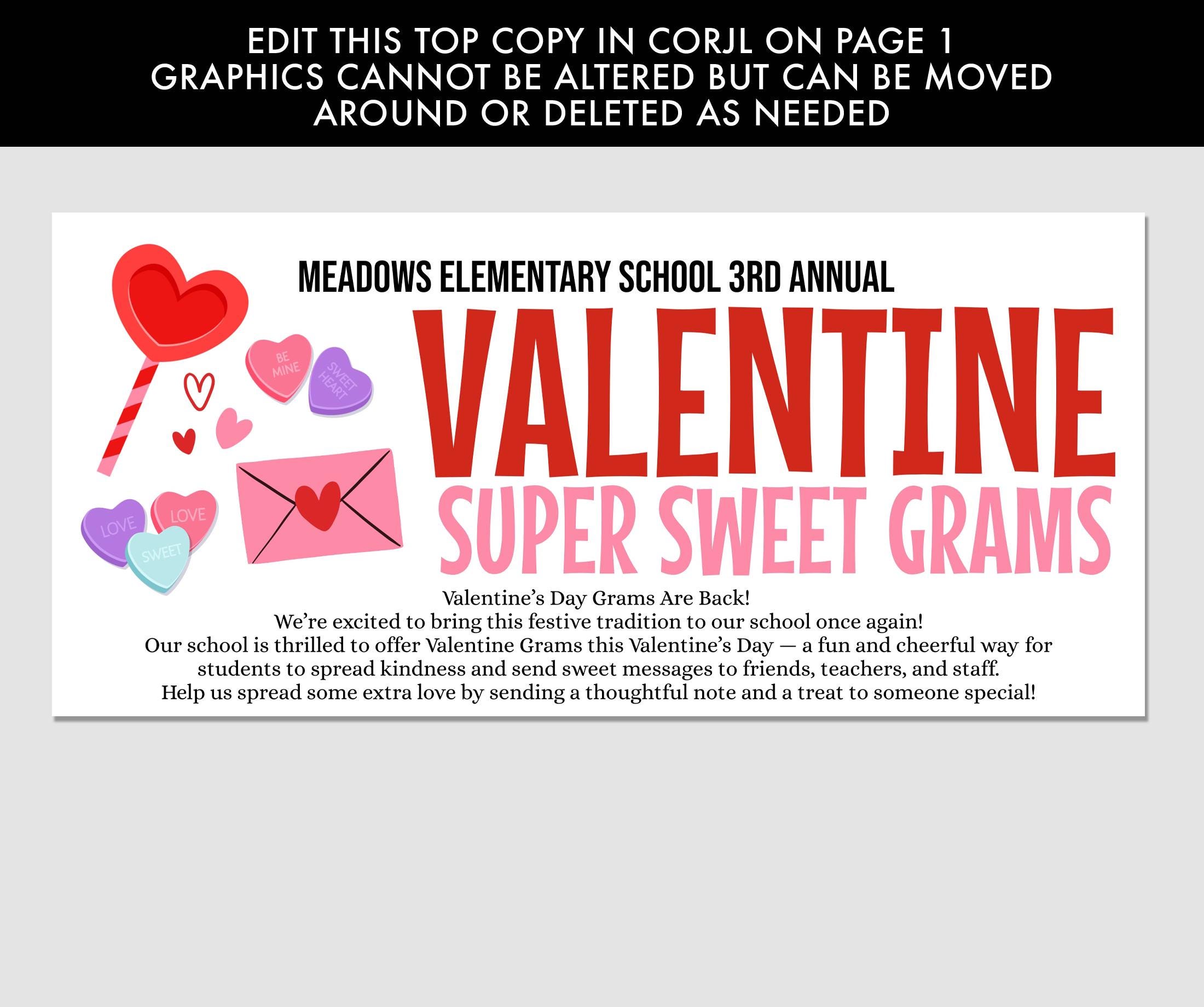 Editable Valentine's Day Gram Flyer, School Fundraiser (printable) - Etsy