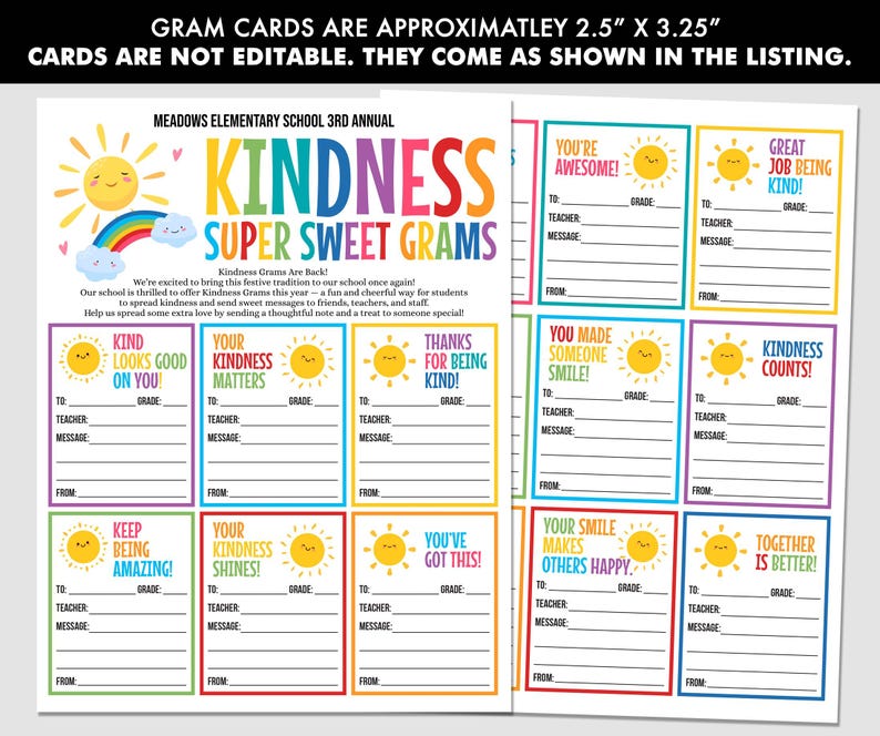 Editable Kindness Gram Flyer: School Fundraiser, Candy Grams (printable ...