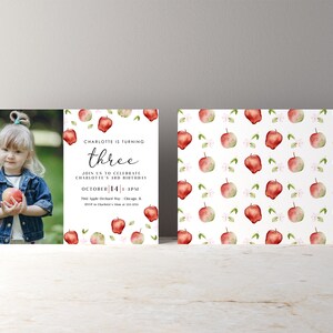 Apple Birthday Invitation, Fall Apples, Two Sweet Apple Orchard Bushel ...