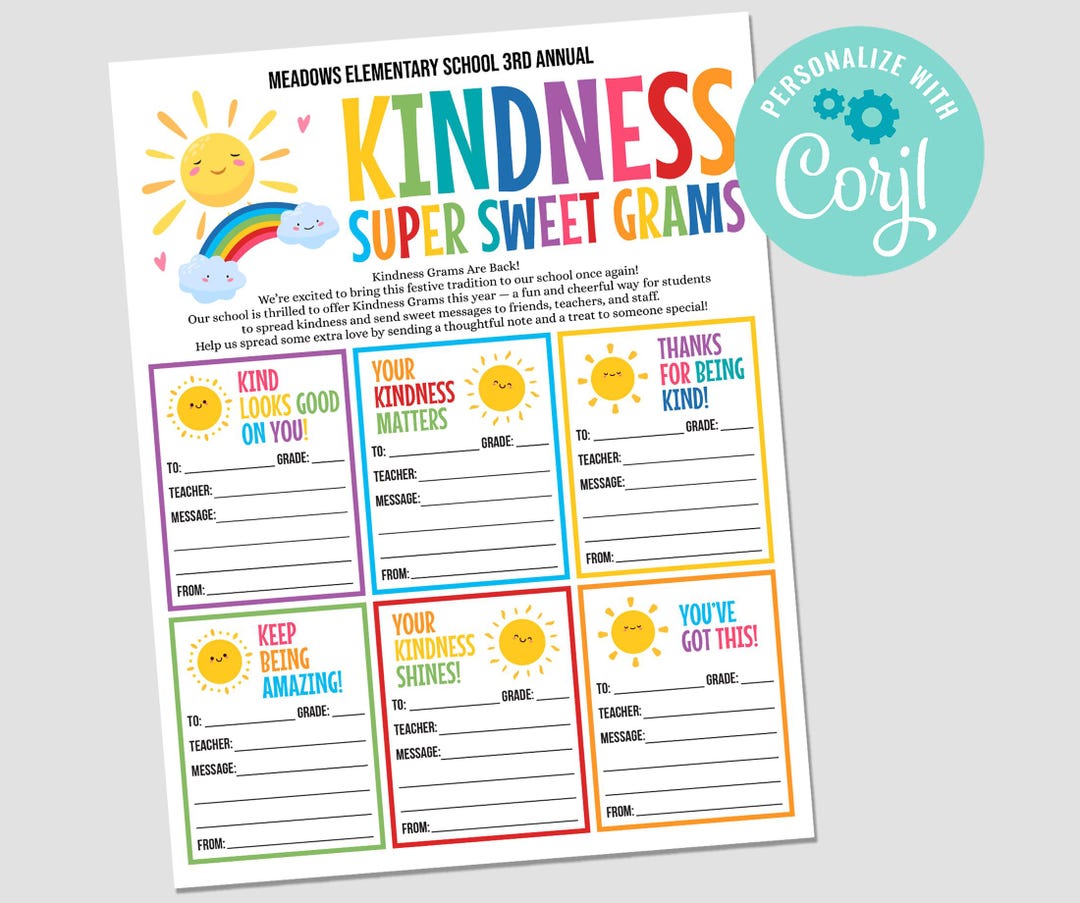 Editable Kindness Gram Flyer: School Fundraiser, Candy Grams (printable ...