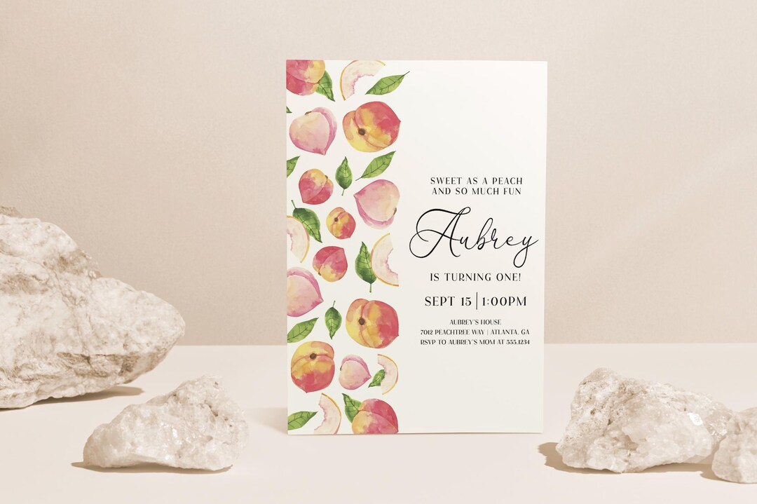Peach Birthday Invitation, Little Peach, Girl First Birthday ...