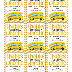 Editable INSTANT DOWNLOAD Printable School Bus Driver Appreciation Tag ...