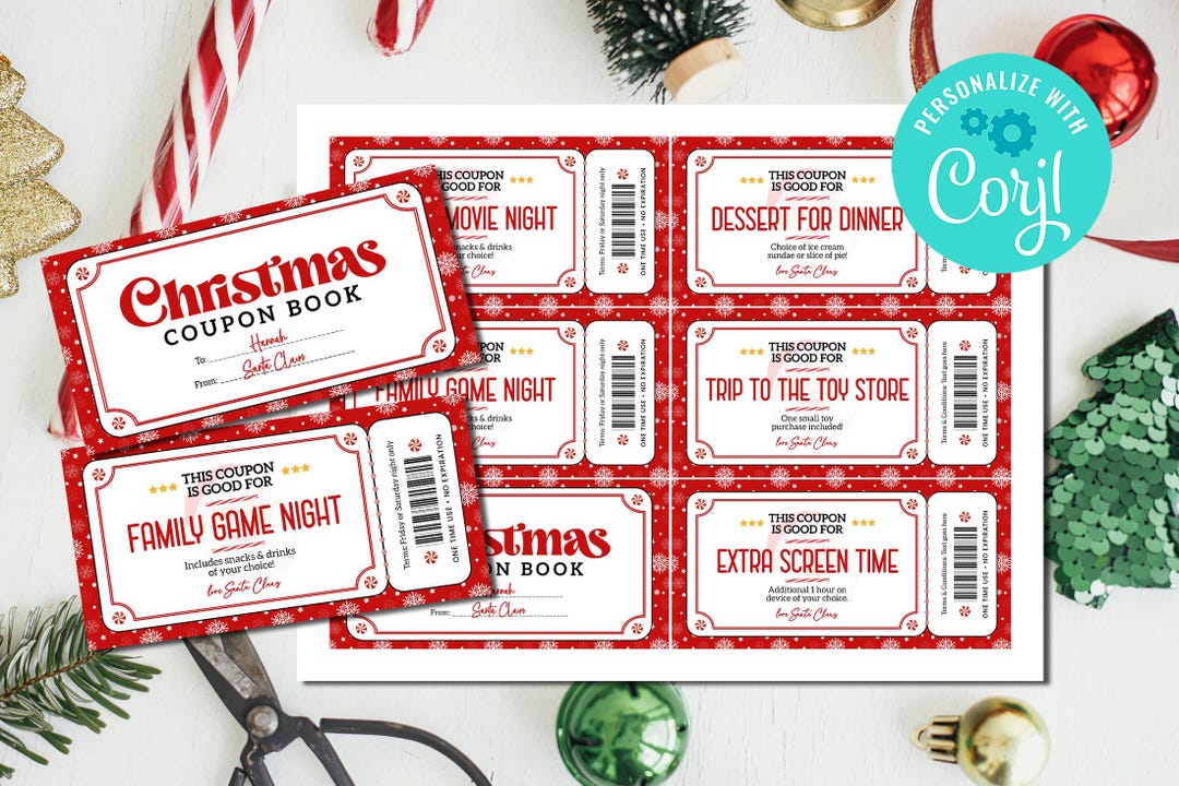 EDITABLE, INSTANT DOWNLOAD Printable Personalized Christmas Coupon Book ...
